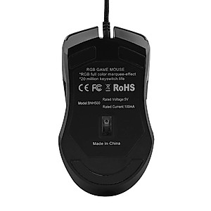FIRSTMEMORY USB C Mouse Type C Ergonomic Wired Mouse RGB Gaming Mouse Optical Mice with Adjustable DPI 800/1600/2400/3200 Compatible with Notebook, PC, Laptop, MacBook and All Type-C Device (Black)