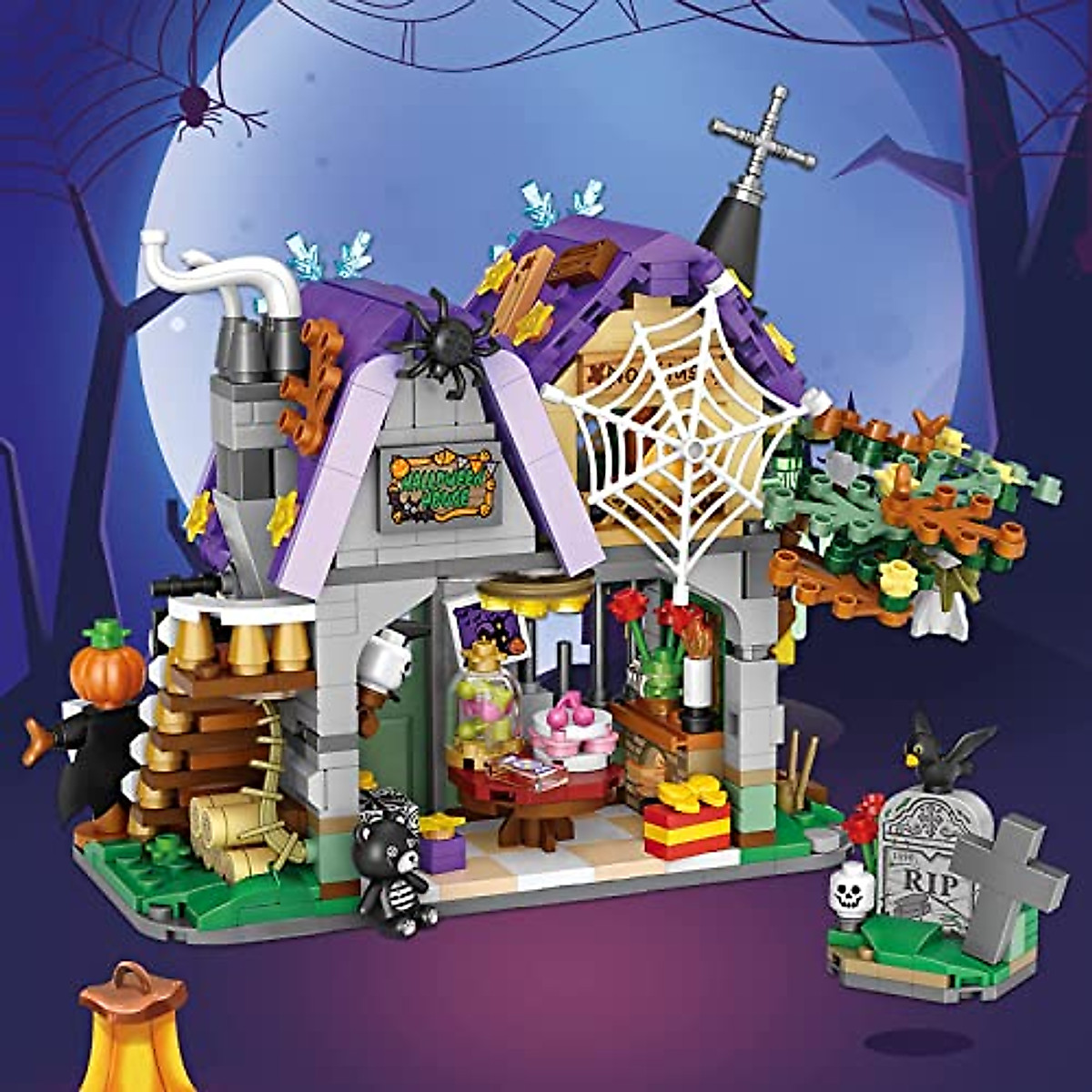 Loz Silan Halloween Haunted House Mini Bricks Building Toys - 783 Pieces Ghost Vampire Building Kit for Kids, Halloween Displayable Model Haunted House Party Gift for Boy Girl 6-12 Years Old