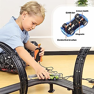 Car Toys for 3 Year Old Slot Car Race Track Toys with 4pcs Speed Cars & 22FT Dual Racing Game Lap Overpass Track - Battery or Electric Race Car Track for Boys Girls Age 4-12