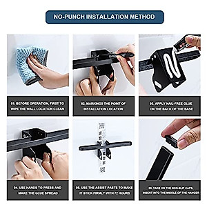 Wall Clothes Hanger Organizer Stacker Clothes Hangers Storage Organizer Stacker Rack Holder, Laundry Room Closet Organization Wall Mounted/Drilling Clips Organizer Anti-Slip Aluminum Black