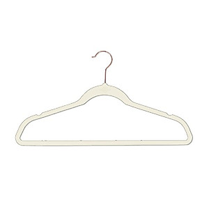 Closet Complete 71634 Supreme Quality, Heavyweight, 85-Gram, Virtually-Unbreakable Velvet, Ultra-Thin, Space Saving, No-Slip Suit Hangers, 360° Spinning Rose Gold Hooks, 50, Ivory, 50 Count
