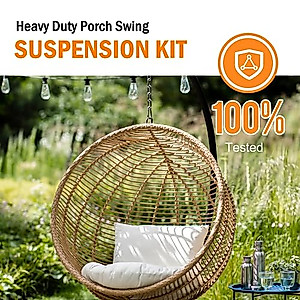 GOMADEIT Heavy Duty Porch Swing Hanging Kit, Steel Porch Swing Hardware for Hammock Chairs Ceiling, w/Swing Hanger and Swing Spring, 800 lb, 360° Swivel