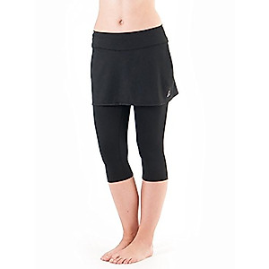 Skirt Sports Women's Lotta Breeze Capri Skirt - Skirt with Moisture-Wicking Capri Leggings, Black, M