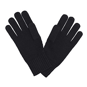State Cashmere Jersey Knit Gloves with Ribbed Cuffs - Classic Design for Men & Women Made with 100% Pure Inner Mongolian Cashmere - Ultra Warm Winter Accessories - (Black, One Size)