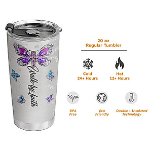 20oz Printed Jewelry Crystal Butterfly Faith Hope Love Tumbler, Religious, Christian Gifts, Coffee Thermos for Women, Stainless Steel Double Wall Vacuum Insulated Coffee Mug, Travel Cup with Lid