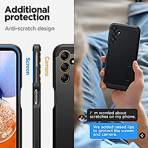 Spigen Tough Armor Galaxy A14 5G Case (2023) - Black, Shock-Absorbent & Kickstand