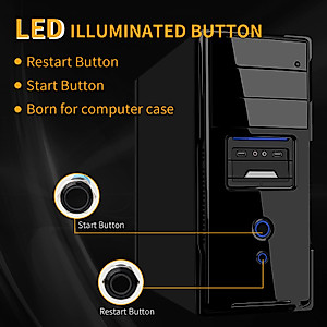 STARELO 12mm Computer case DIY Restart Instant Button Installation and Replacement, Metal self-resetting Button Switch, Blue LED Light, 12mm 1/2" Mounting Hole with Heat shrinkable Tube. (12mm, Blue)