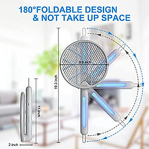 Electric Fly Swatter 2 Pack, Electric Bug Zapper, Mosquitoes Trap Lamp & Racket, 3,500Volt Mosquito Killer Fly Zapper w/ Purple Light Attractant for Home Indoor Outdoor, Large Size