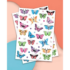 xo, Fetti Butterfly Temporary Tattoos - 46 Glitter Styles | Rainbow Fairy Birthday Party Supplies, Monarchs, Hearts, Flowers, Garden Arts and Crafts