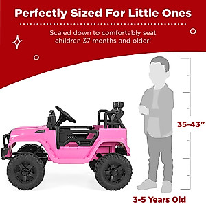 Best Choice Products 12V Kids Ride On Truck Car w/Parent Remote Control, Spring Suspension, LED Lights, AUX Port - Pink