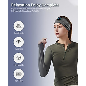 Navly Sleep Headphones, 10Hrs Sports Headband with Soft Cozy Earbuds Comfortable, Headphones Headband with Ultra-Thin HD Stereo Speakers Perfect for Workout,Running,Yoga,Travel