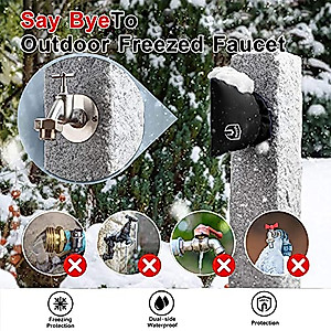 WNATN Outdoor Faucet Cover for Winter Freeze Protection,7.8" H x 6.2" W,Thickened AntiFrozen Waterproof Outdoor Faucet Protector,Set of 2(Black)