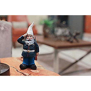 8 inch Dress Blues Bill Saluting U.S. Marine Military Garden and Shelf Gnome Statue Patriotic Decor