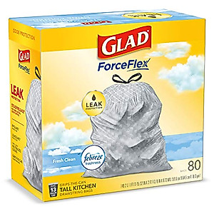 Glad OdorShield Drawstring Tall Kitchen Trash Bags - Fresh Clean - 13 Gallon - 80 Count