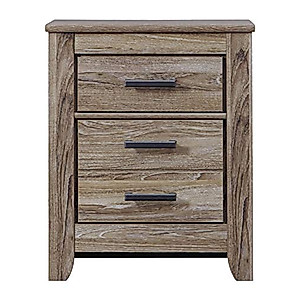 Signature Design by Ashley Zelen Rustic Contemporary 2 Drawer Nightstand, Warm Gray
