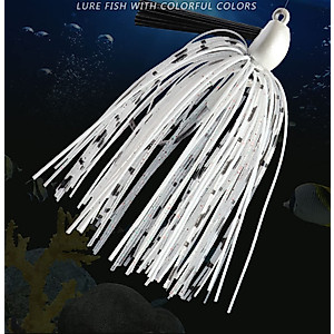 6Pcs-Weedless-Swimming-Jigs-Fishing-Lure,Saltwater Chatter Fish Baits for Bass Fishing Lures Jig Heads with Weed Guard Freshwater Crappie Artificial Bait Hooks Mix Color Skirts Kits for Pike Trout