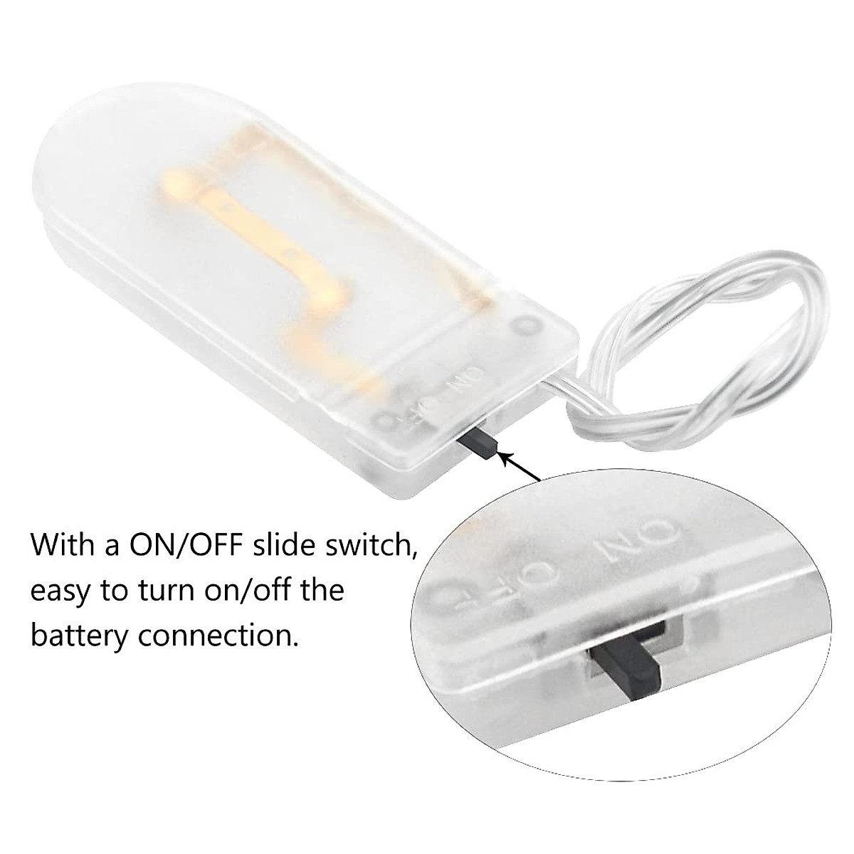 WMYCONGCONG 15 PCS 2X 3V CR2032 Battery Holder Coin Button Cell Battery Holder Case with ON/Off Switch Lead Wire Type (Clear)