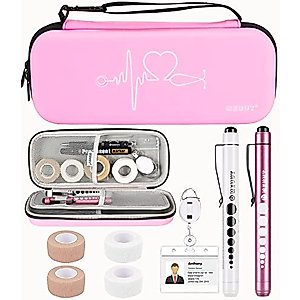 MEUUT 11 pcs Stethoscope Case Kits, Perfect Nurse Gift First Aid Kit Bag with Stethoscope Case, Penlights, Medical Scissor, Bandage Wraps, Badge Holders, Nurse Accessories for Nurses