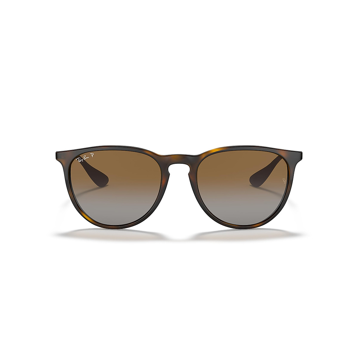 Ray-Ban RB4171F Erika Low Bridge Fit Round Sunglasses, Light Havana/Polarized Grey Gradient Brown, 54 mm