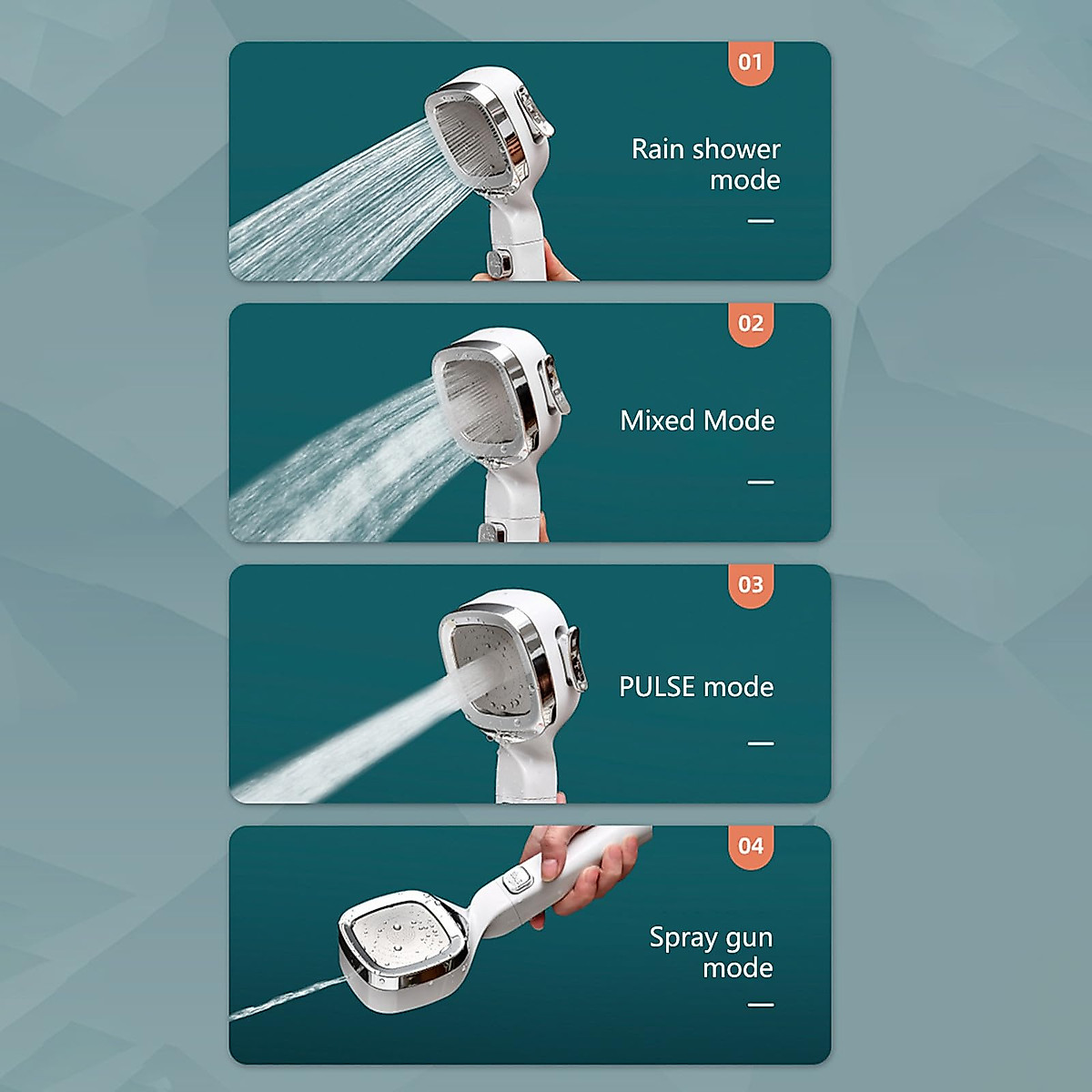 Fufafayo Pressurized Showerhead Four-Speed Pressurized Bathtub Shower Detachable Shower Head Shower Spray Bathroom Shower Head Cosmetic Nozzle with Overhead Spray Function