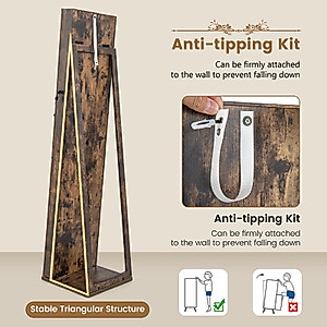 LOKO Lockable Jewelry Cabinet, Large Capacity Makeup Organizer with Full-Length Mirror, Built-in Makeup Mirror, 5 Storage Shelves, Floor Standing Jewelry Armoire for Living Room, Bedroom (Brown)