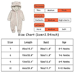 TAOHONG Newborn Baby Jumpsuit Hooded Fleece Rompers Infant Bear Ear Snowsuit Warm Outwear Outfits