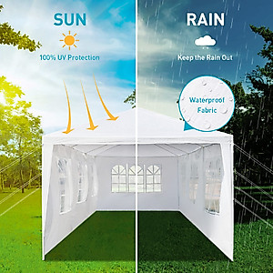 10'x30' Outdoor Canopy Tent for Parties, Large Party Tent with 8 Removable Sidewalls & Transparent Windows, White Wedding Tent, Outside Gazebo Event Tent for Garden, Backyard, Patio