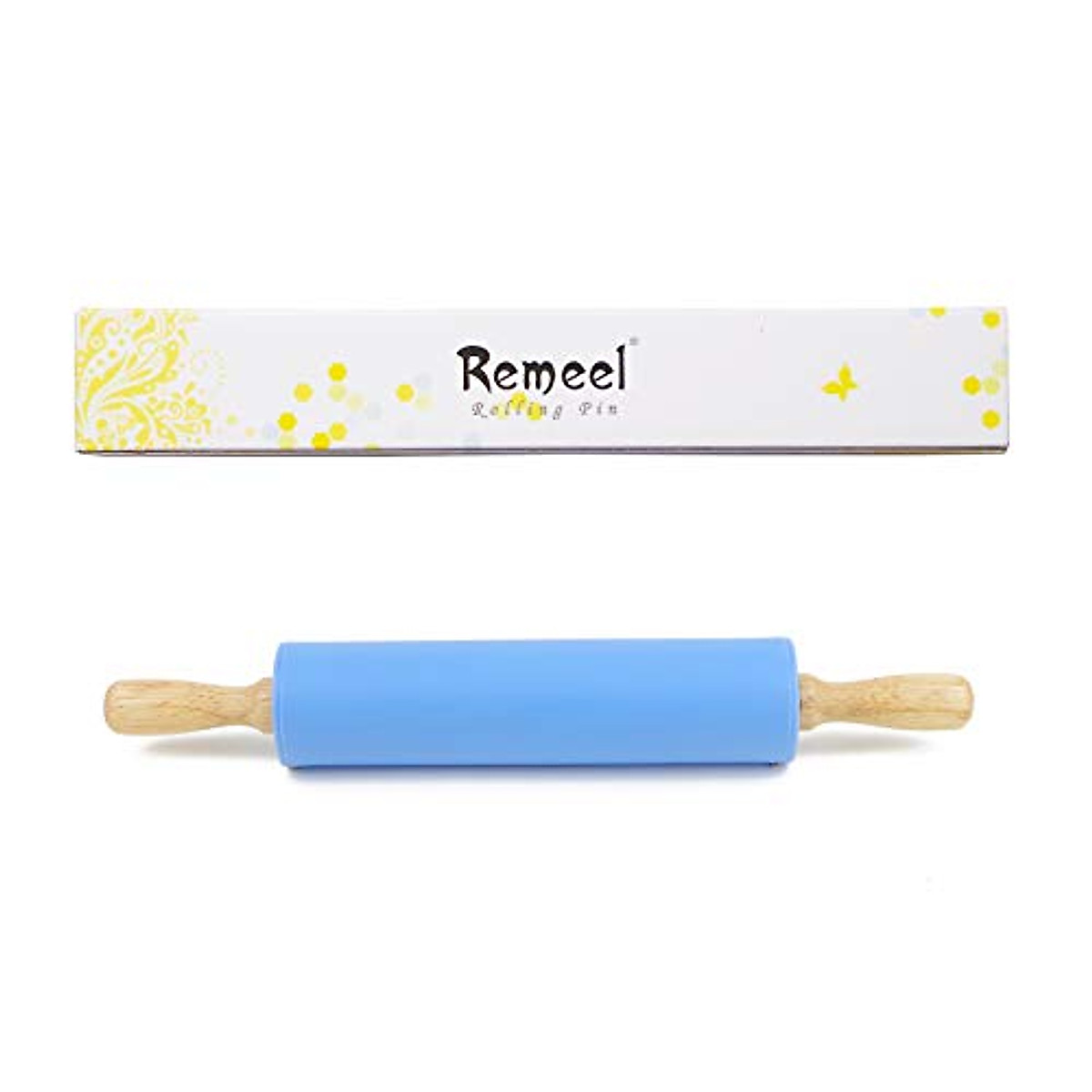 Remeel Silicone Rolling Pin for Baking Non-stick Rolling Pin Dough Roller Wooden Handle Kitchen Accessories Pastry Roller