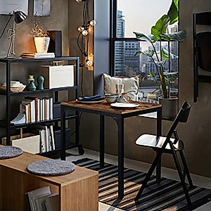 MUPATER Square Industrial Kitchen Dining Table for Small Spaces, Dining Table Desk with Stable Metal Sturdy Construction, 27.6''W x 27.6''L x 29.5''H, Rustic Brown