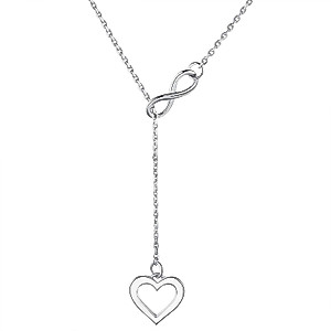 AM ANNIS MUNN Infinite Heart Necklace - 925 Sterling Silver Heart Necklaces for Women Gifts for Wife Women on Birthday Womens Jewelry Necklace