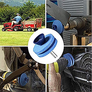 Universal Wear Resistant Lawn Mower Blade Sharpener, for Power Drill and Hand Drill Double-Layer Grindstone Not Easy Damage-3 PACK