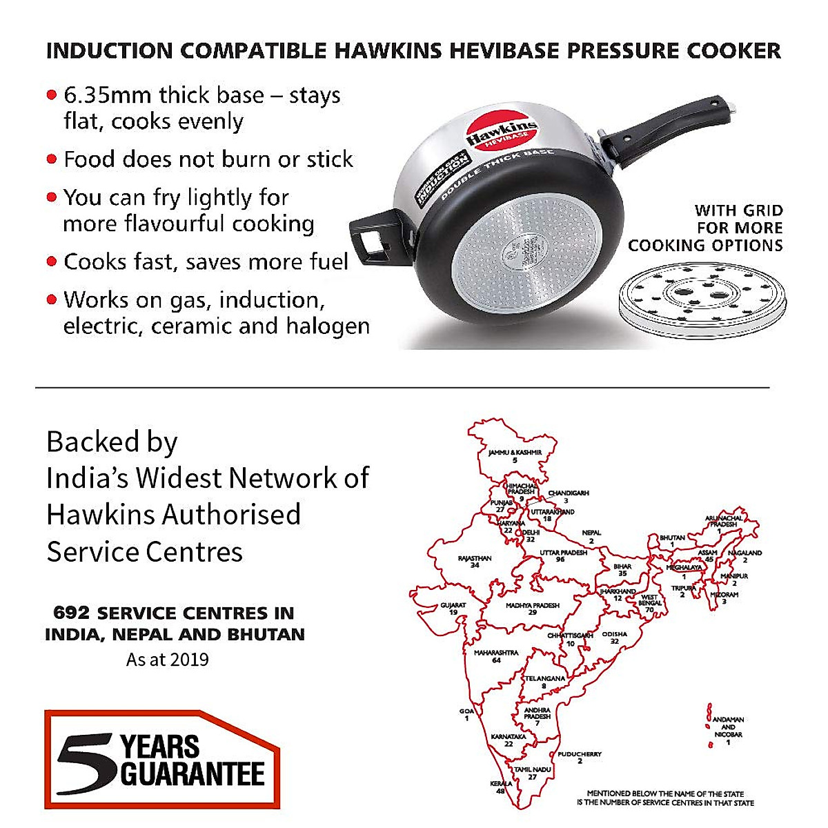 Hawkins Hevibase IH35 Pressure Cooker, 3.5 Liters, Silver
