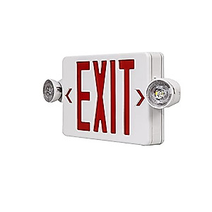 CM MZY LED Exit Sign with Emergency Lights,Exit Sign Lights with Battery Backup, Red Letter Emergency Exit Sign Lights with Two Adjustable Heads,AC 120-277V, UL Certified,1PCS