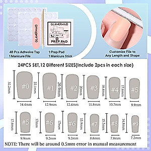 Press on Nails Medium Short Square GLAMERMAID, Black White Fake Nails with Design Checkerboard 24Pcs Acrylic False Nail Kits Stick Glue on Nails Sets for Women Reusable Full Cover Gel Nails