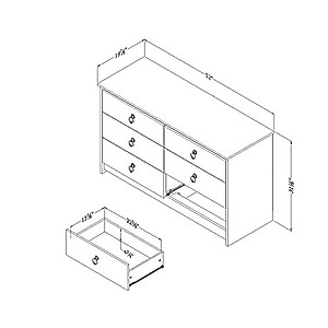 South Shore Plenny 6-Drawer Double Dresser White Wash and Weathered Oak