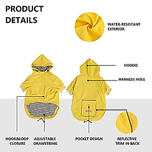 Personalised Dog rain Coat Waterproof Puppy Suit Jacket with Legs Hood and Pocket - Best for Yorkie Terrier Schnauzer Poodle Border Collie Labrador Golden Retriever 8lbs to 70lbs - Yellow - S