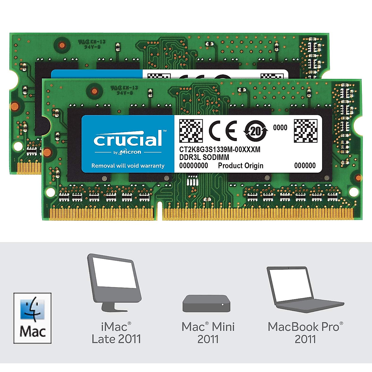 Crucial Technology 16GB kit (8GBx2), 204-pin SODIMM, DDR3 PC3-10600,