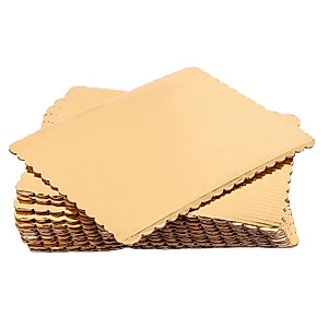 ZOENHOU 36 PCS 9 x 12 Inch Rectangle Cake Board, 1/10 Inch Gold Cake Cardboard, Greaseproof Cake Base Boards, Rectangular Cake Sheet for Cake Decorating, 1 Roll Ribbon