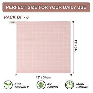 PiccoCasa 100% Cotton Terry Kitchen Dish Cloths, Highly Absorbent, Fast Drying and Machine Washable Dish Towel - Great for Household Cooking Cleaning, 6 Pack, 13 x 13 Inches Pink