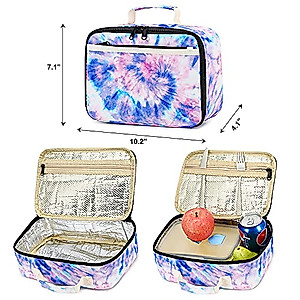 CAMTOP Backpack for Girls Kids School Backpack with Lunch Box Preschool Kindergarten BookBag Set (Tie-Dye blue purple)