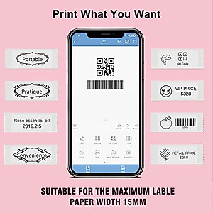 5 Rolls NIIMBOT Label Maker Tape with The Pink NIIMBOT D11 Printer, Self-Adhesive Label Sticker for D11/D110, Mini Bluetooth Label Printer Portable Smart Phone Handheld Sticker Mini Labeler Inkless