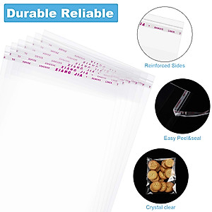 Geyoga 4 Size 240 Pieces Clear Plastic Cello Bag Resealable Self Sealing Cellophane Bag for Candy Cookies Decorative Wrapper (4 x 6 Inch, 5 x 7 Inch, 8 x 12 Inch, 10 x 13 Inch)