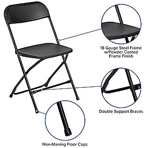 EMMA + OLIVER Set of 10 Black Stackable Folding Plastic Chairs - 650 LB Weight Capacity