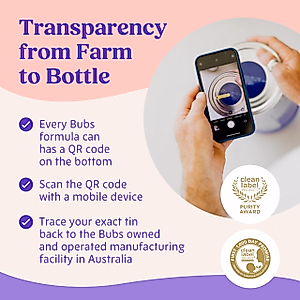 Bubs Whole Goat Milk Formula with Iron, Goat Milk-Based Powder, for Infants 0-12 Months, Made with Non-GMO Goat Milk, 20 oz