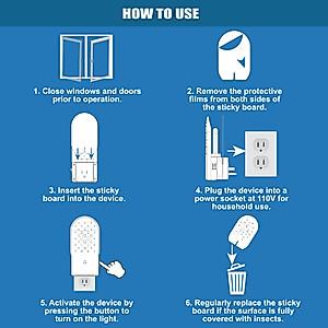 Phosooy 2 Packs Plug-in Mosquito Traps with 10 Glue Boards, Indoor Wall Insect Catchers with 365nm Blue-Violet Lights for Mosquitos, Moths, Fruit Flies, Gnats and Other Small Flying Bugs