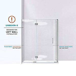 DreamLine Unidoor-X 58 1/2 in. W x 34 3/8 in. D x 72 in. H Frameless Hinged Shower Enclosure in Chrome, E32806534L-01