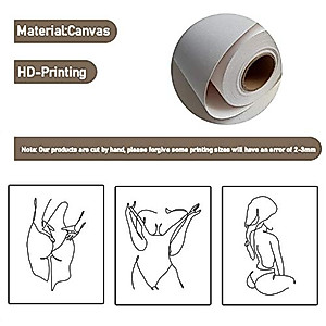 Line Art Prints Fashion Women Art Print Set of 3 Black and White Prints Stick Figure Printing Gift for Women Canvas Rose Prints Wall Pictures for Bedroom Home Decor No Frame 8X10 inches