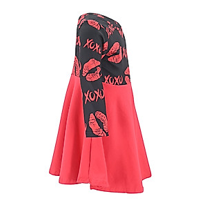 Unique Baby Girls Valentines Day Kisses Lips Tutu Dress (4Y, Red)