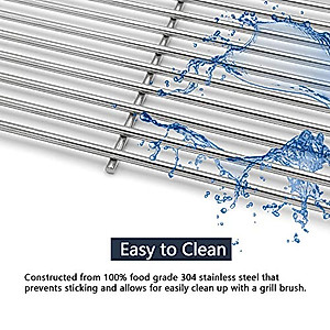 Hongso 17 3/8" Solid 304 Cooking Grill Grid Grate for Home Depot Nexgrill 720-0830H, Charbroil 466446015, 463241113, 463446017, 466446015, 466446115, Master Forge 1010037 Gas Grills, 2 Pack, SC1712