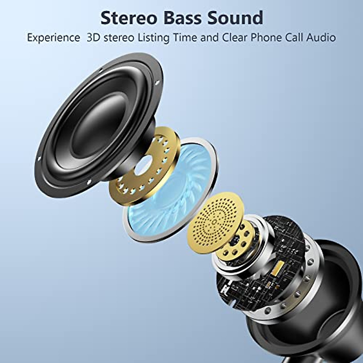 Bigtruely Wireless-Earbuds-Bluetooth-Headphones-Neckband in-Ear, Magnetic Earphones Built-in Microphone,12H Listening Time Bass Waterproof Neck Ear Buds for Running Cycling Gym Sport Workout, Silver